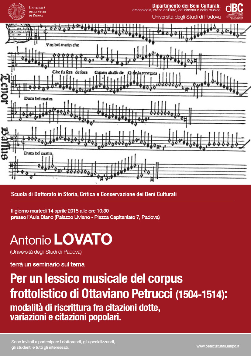 Seminario, 14 aprile 2015 “Per un lessico musicale del corpus ...