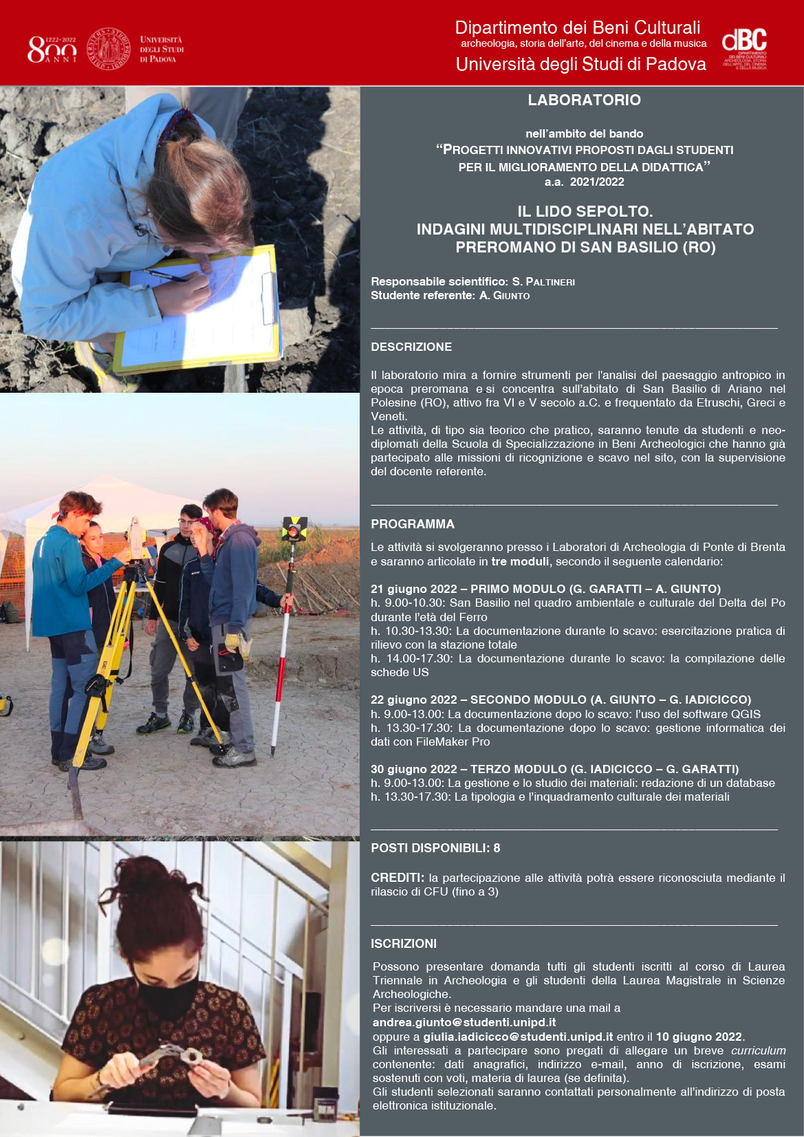 Laboratorio “Il lido sepolto: indagini multidisciplinari nell’abitato ...